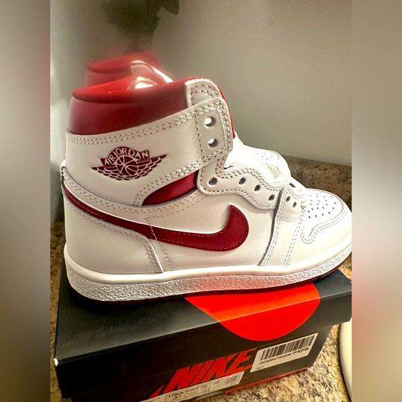 Nike | Shoes | Nike White And Red Sneakers Air Jordan High | Poshmark